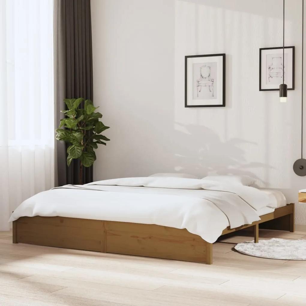 Rám postele medově hnědý masivní dřevo 200 x 200 cm,  814972