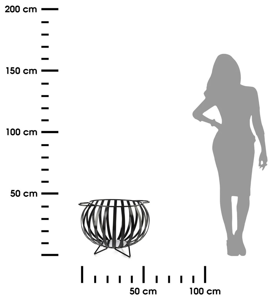 Kovový koš na dřevo Globe1, 46x35 cm, černá