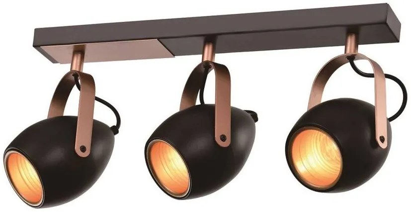 Černo-měděné stropnínástěnné svítidlo Anica pro žárovku 3x E14  - Candellux