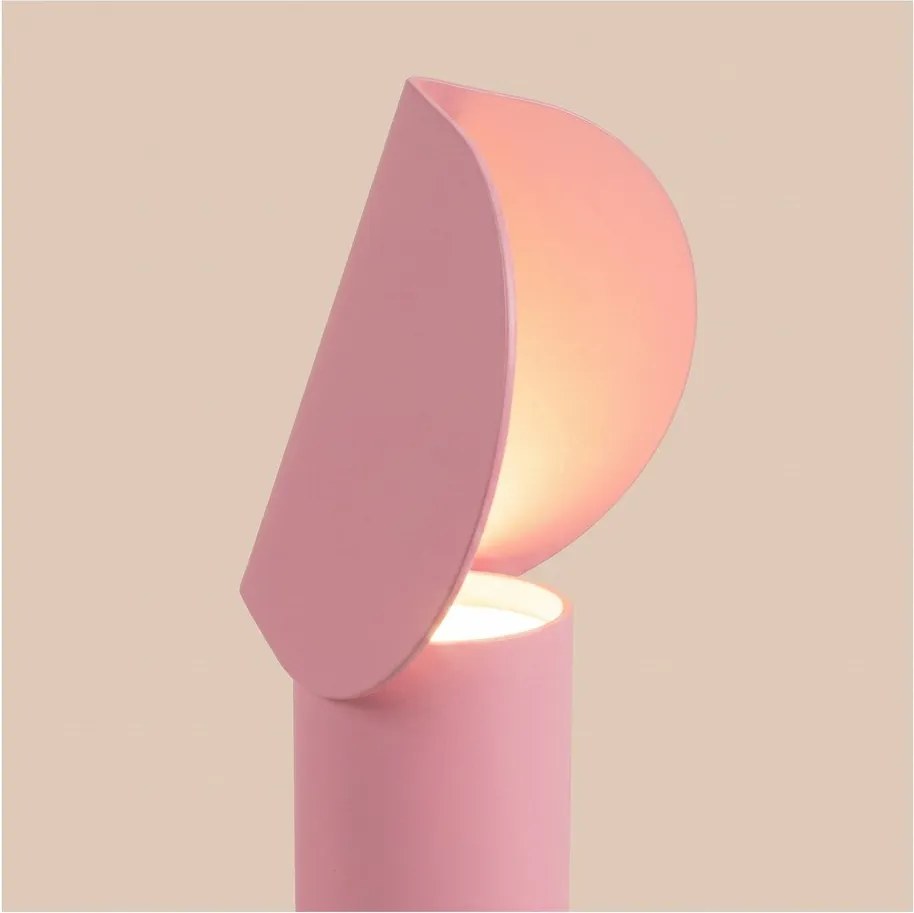 Růžová hliníková LED stolní lampa (výška 15 cm) BISCUIT – Thoro