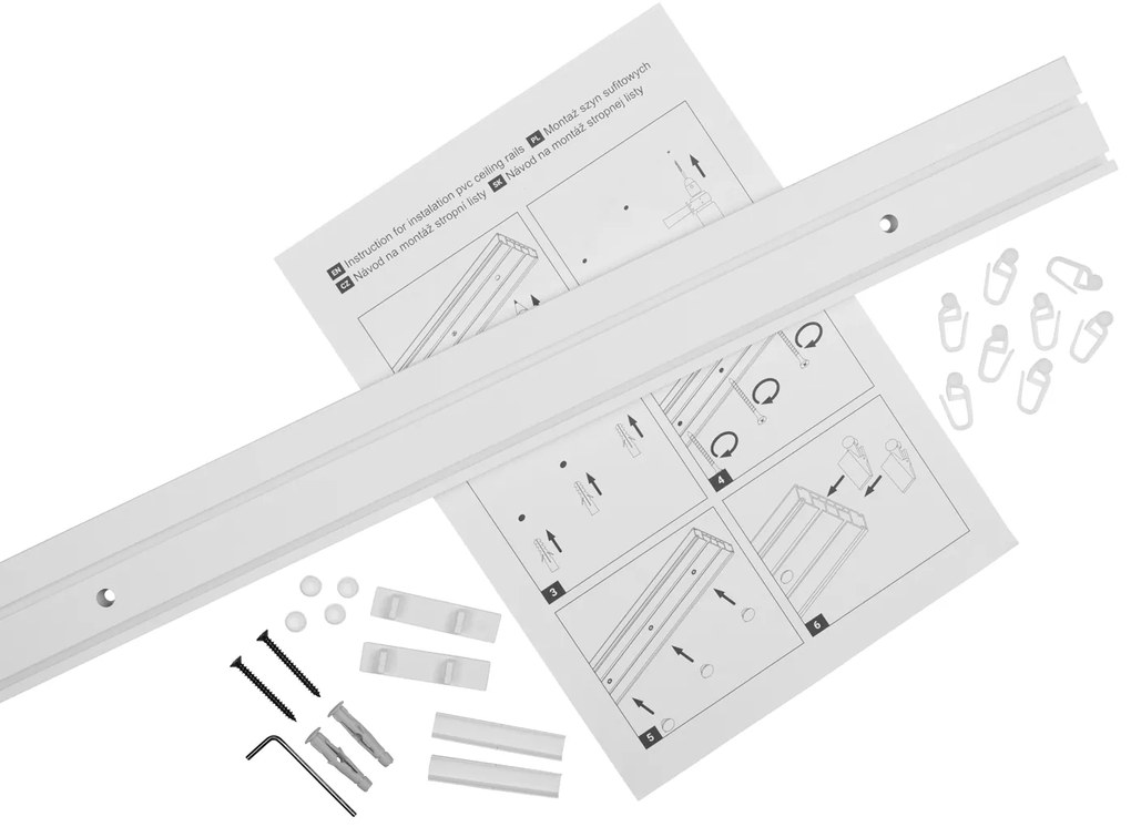 Dekodum Stropní kolejnice z PVC dvouřadá bílá Délka: 170 cm, Typ přichycení: žabky