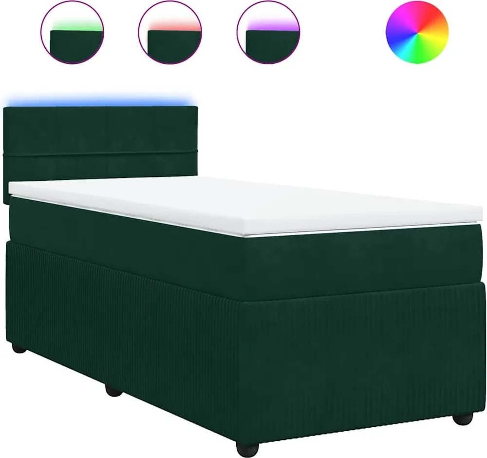 Box spring postel s matrací tmavě zelená 90x190 cm samet 3289929