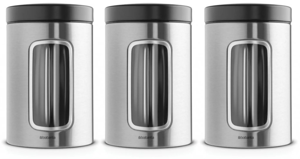 Brabantia Dóza okénko 1,4L matná ocel otiskuvzdorná sada 3ks