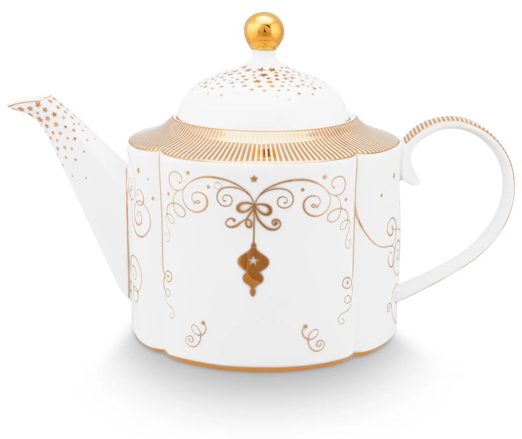 Pip Studio Royal Winter konvice 1.65l, bílá (Velká porcelánová konvice)