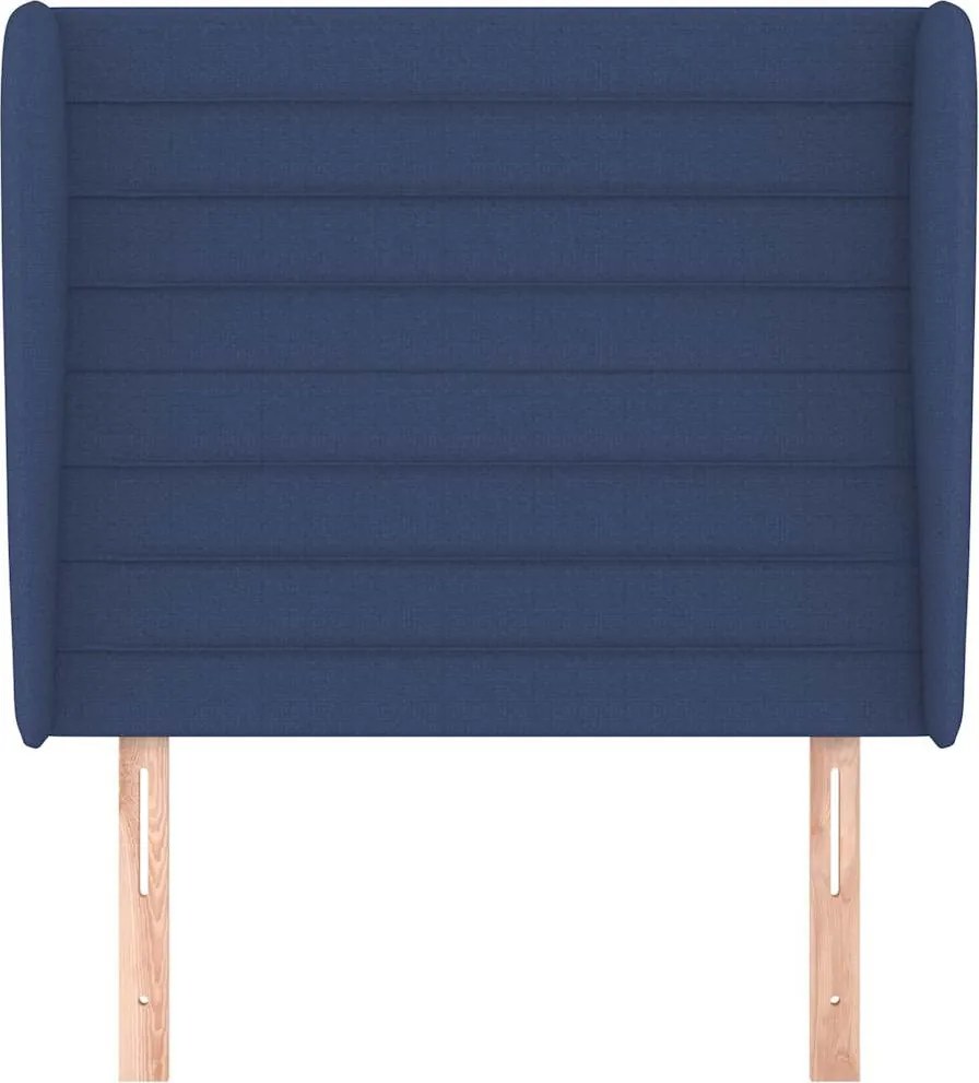 Čelo postele typu ušák modré 93x23x118/128 cm textil 3118084