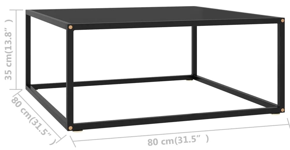 vidaXL Marketos Konferenční stolek černý s černým sklem 80 x 80 x 35 cm