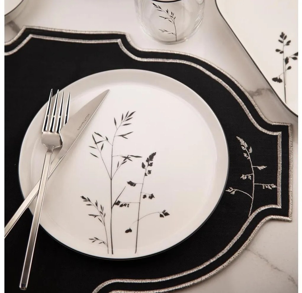 Jídelní sada 27 ks bílá/černá/porcelán