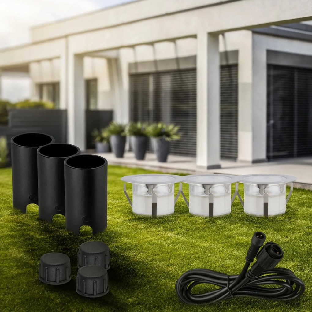 BRI 3917032 CONNECT TO SHINE prodlužovací sada Tilia 3ks LED zapuštěných svítidel do země, IP67 - BRILONER