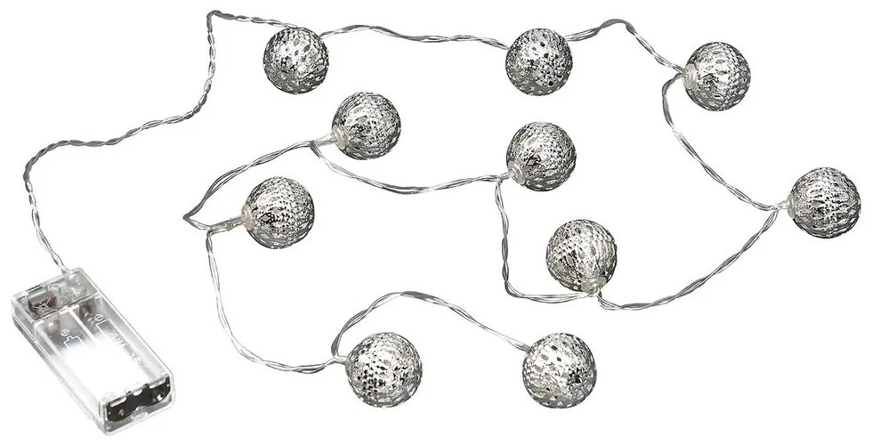 ORIENTAL LIGHTS Světelný řetěz s USB kovové koule 10 světel