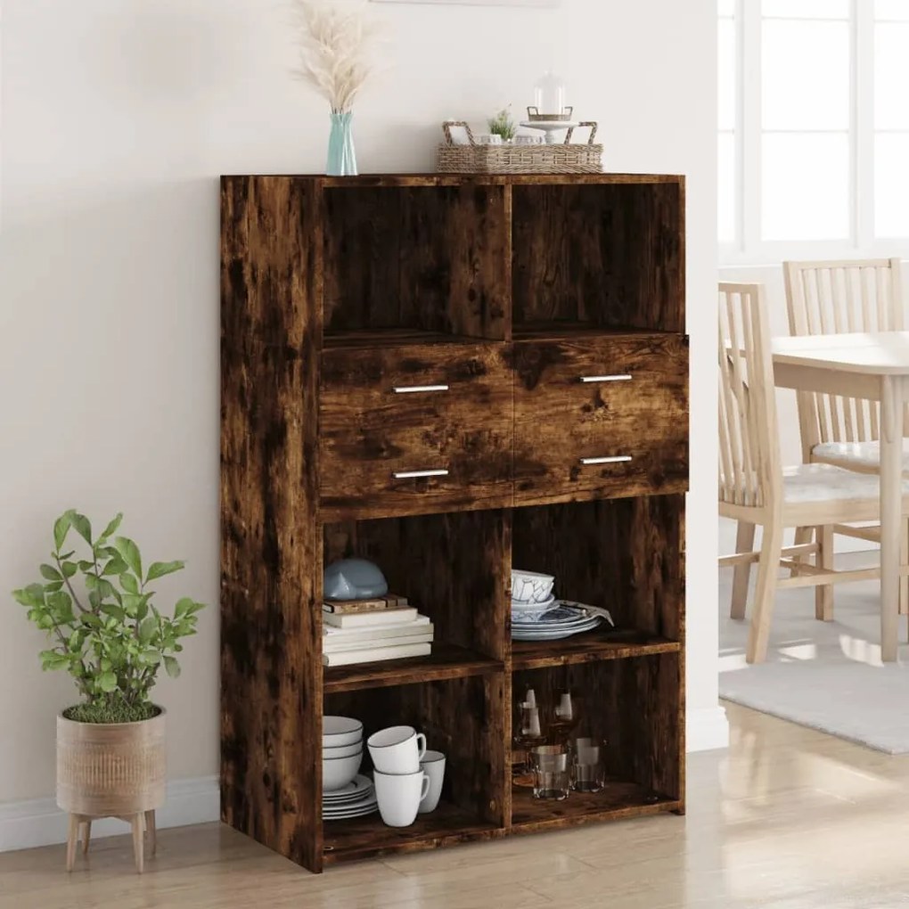 Skříň highboard kouřový dub 80 x 42,5 x 124 cm kompozitní dřevo