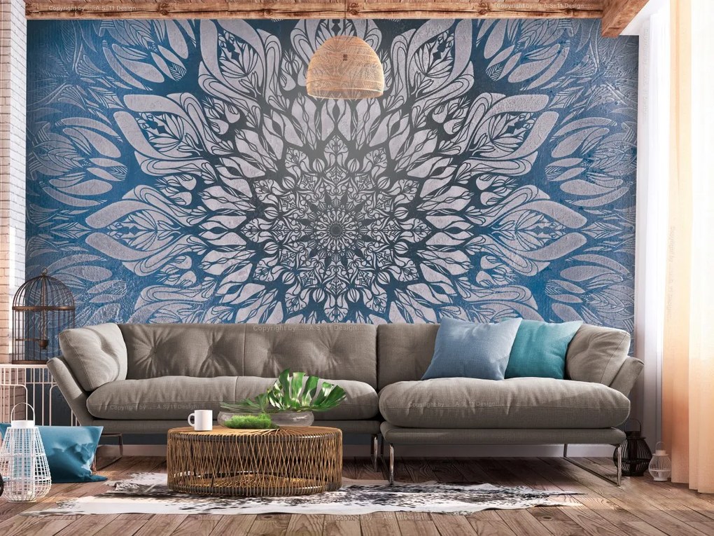 Samolepicí tapeta mandala modrá Velikost (šířka x výška): 245x175 cm