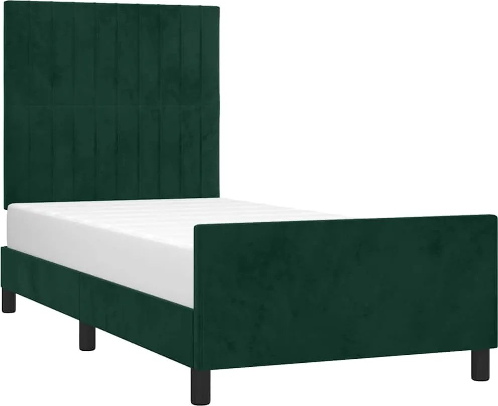 Rám postele bez matrace tmavě zelená 90 x 200 cm samet 3125858
