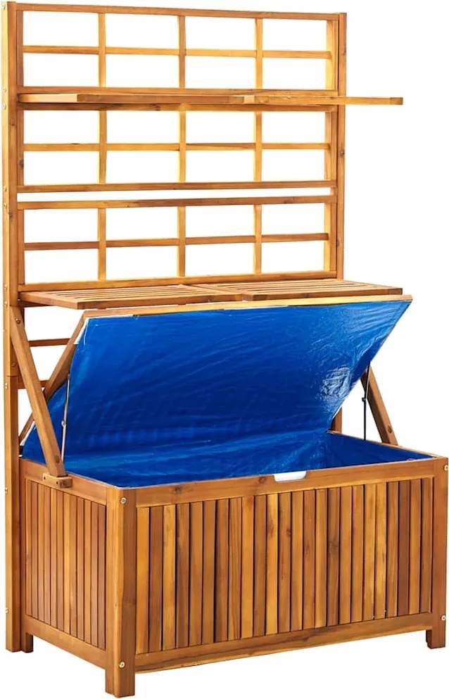 Úložný box s treláží 99 x 55 x 160 cm masivní akáciové dřevo 311881