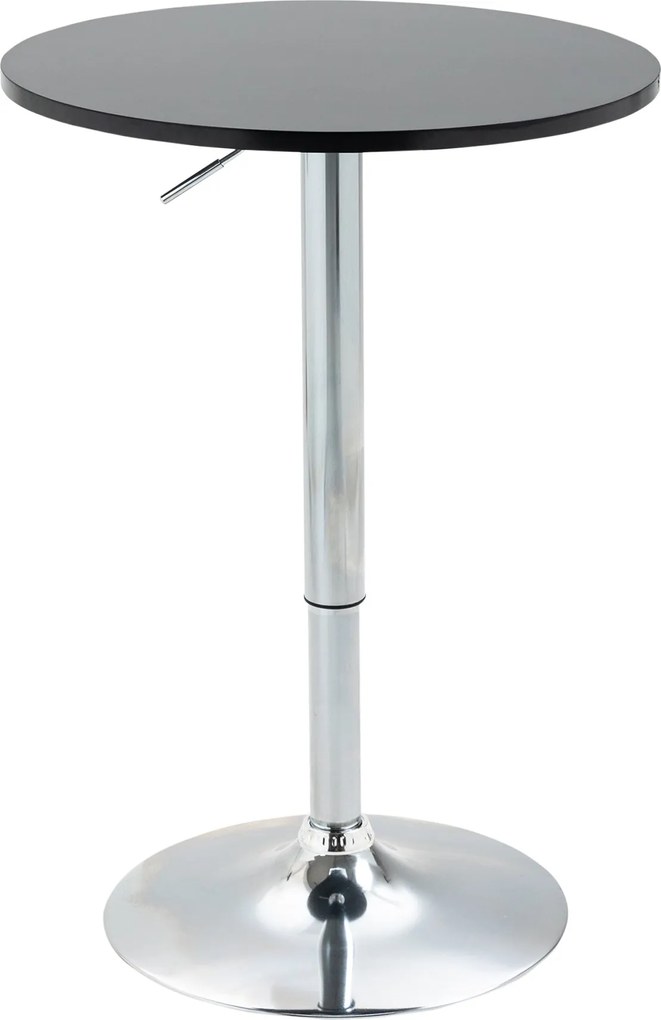 HOMCOM Moderní Kulatý Barový Stolek s 360° Otáčením a Výškovou Regulací, Bistro Stolek, Barový Stolek, Černá Ocel Ø61 x 70-90 cm | Aosom