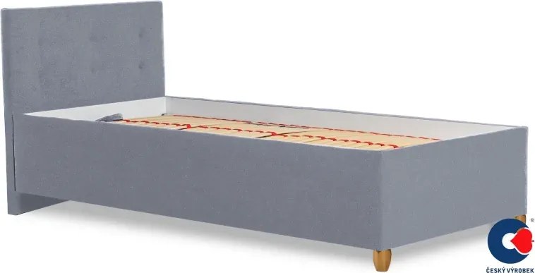 Postel ALMA s lamelovým roštem 2, 200x90, šedá (č.43/nohy buk)