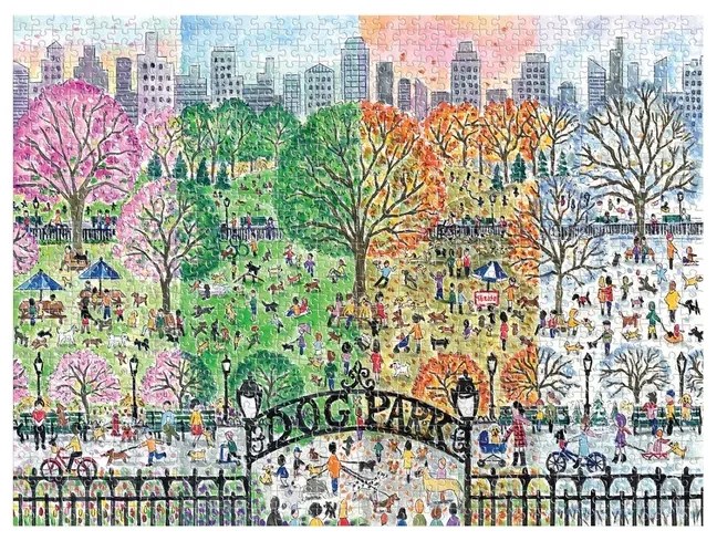 Galison Puzzle Psí park 4 roční období 1000 dílků