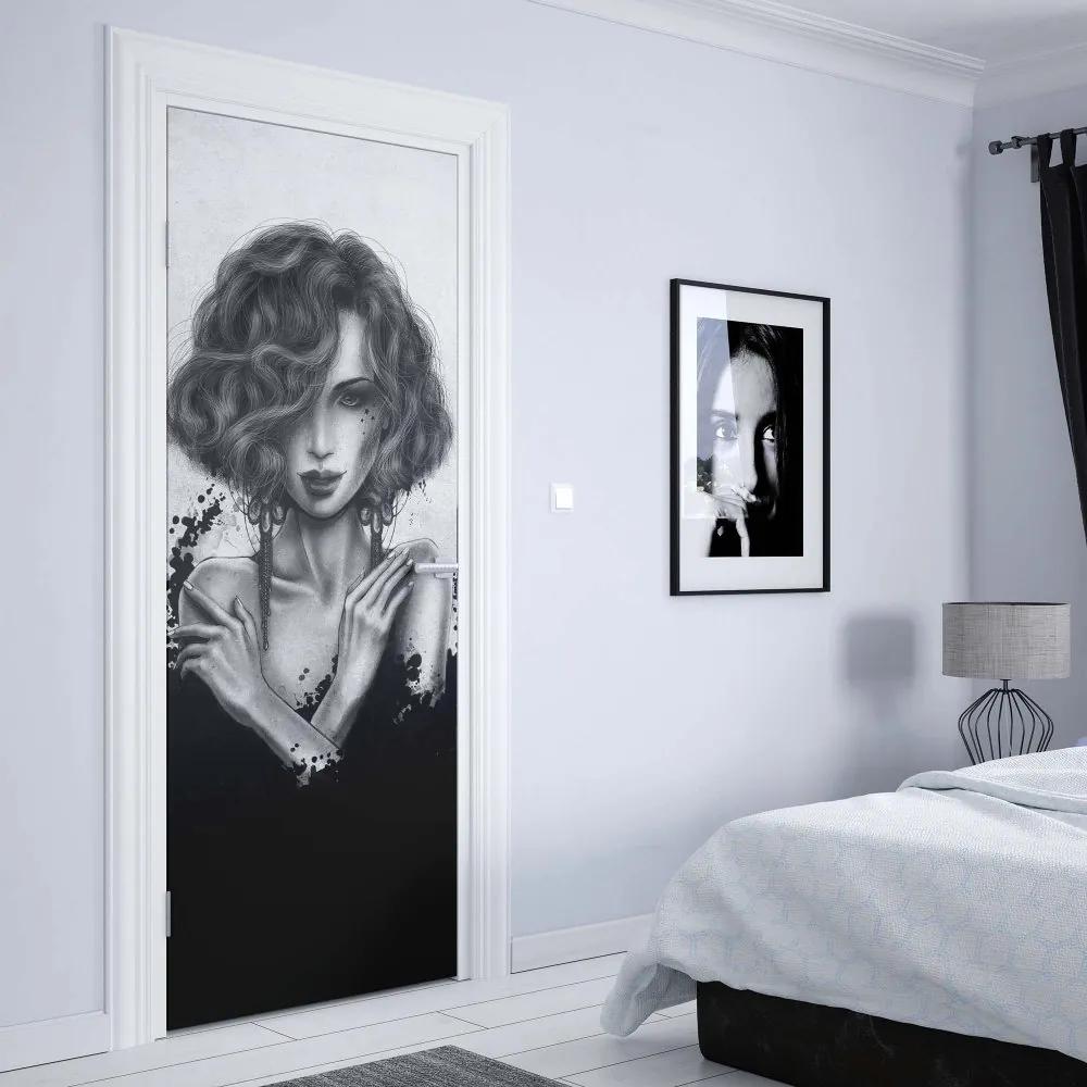 GLIX Fototapeta na dveře - Woman Black And White | 91x211 cm