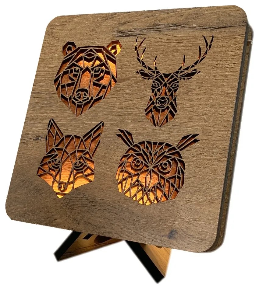 Li-Go "Lesní zvěř" lampa 19x19cm provedení povrchu: ořech