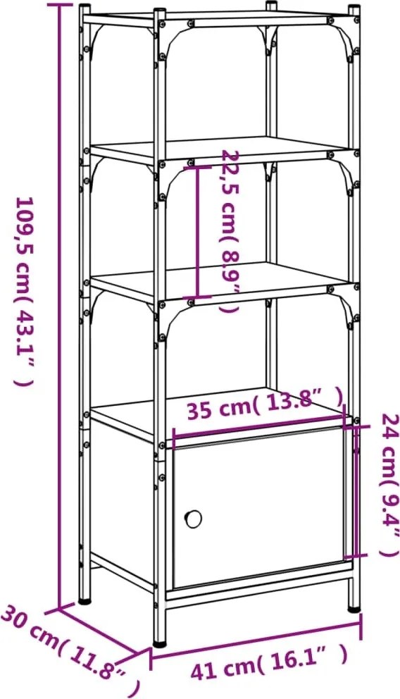 vidaXL Knihovna se 3 policemi 41 x 30 x 109,5 cm kompozit [839001] Barva: hnědý dub