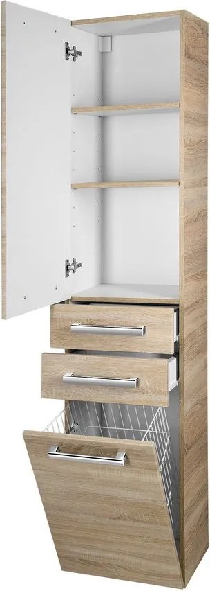 Aqualine Aqualine, VEGA Skříňka vysoká s košem 40x184x31cm, dub platin, VG980