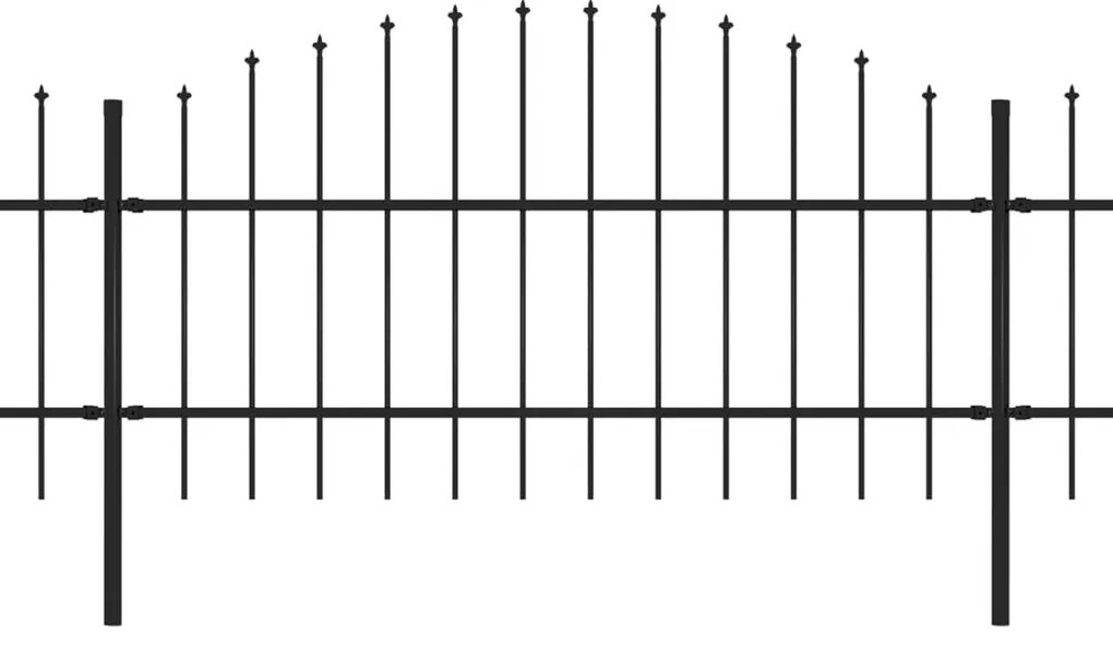 vidaXL Marketos Zahradní plot s kopím nahoře ocelový 1248 x 100 cm černý