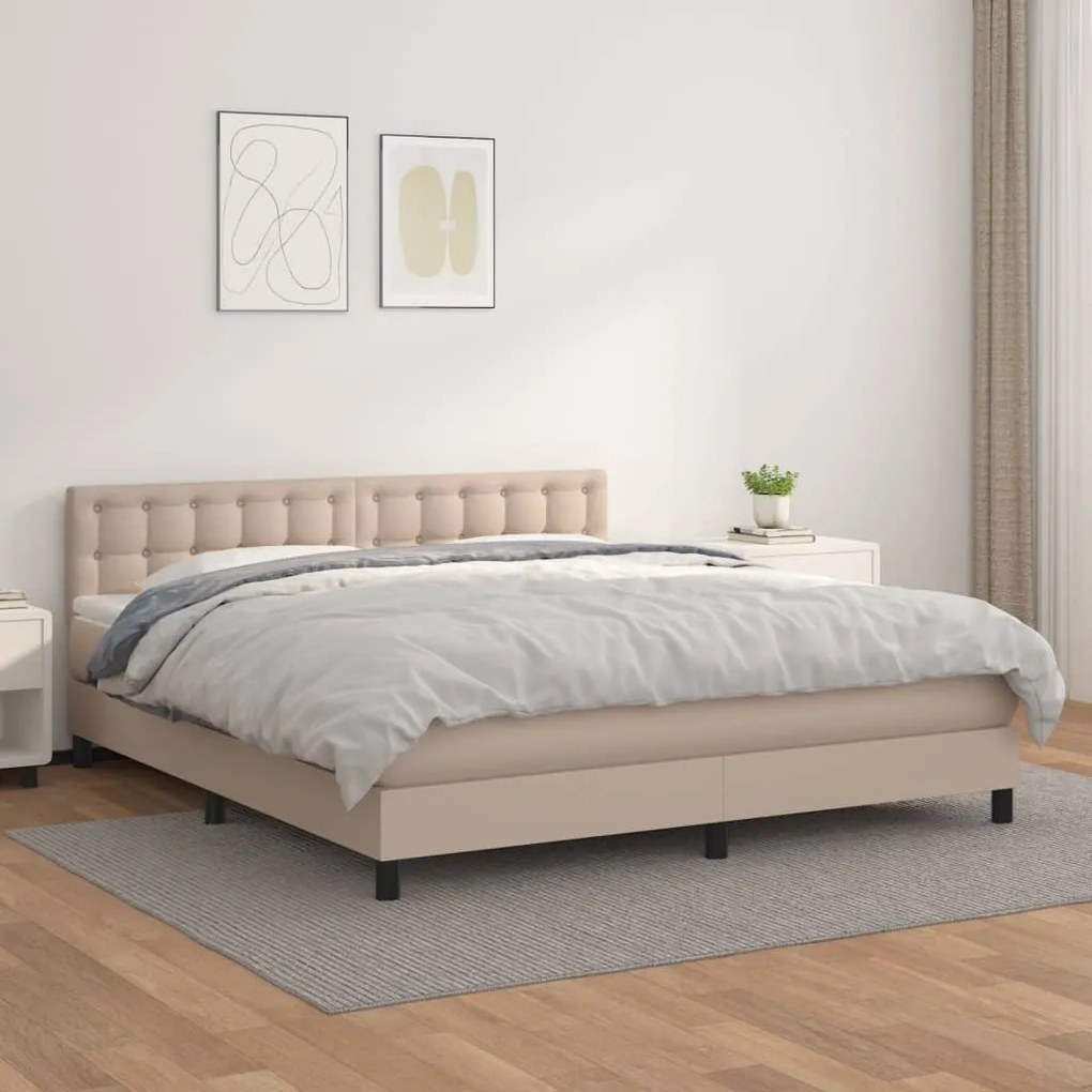 Box spring postel s matrací cappuccino 160x200 cm umělá kůže