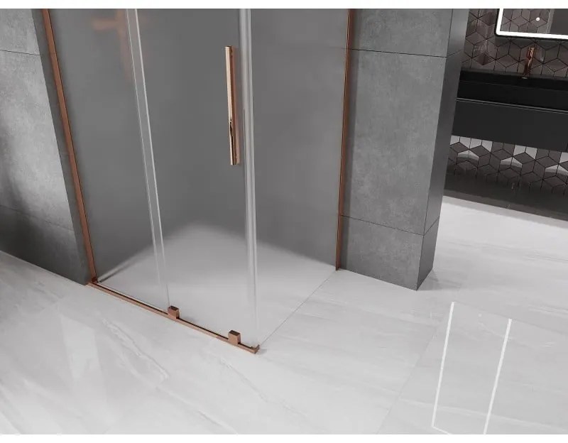 Mexen Velar L, sprchový kout s posuvnými dveřmi 100 x 110 cm, 8mm sklo námraza, růžové zlato, 871-100-110-33-60