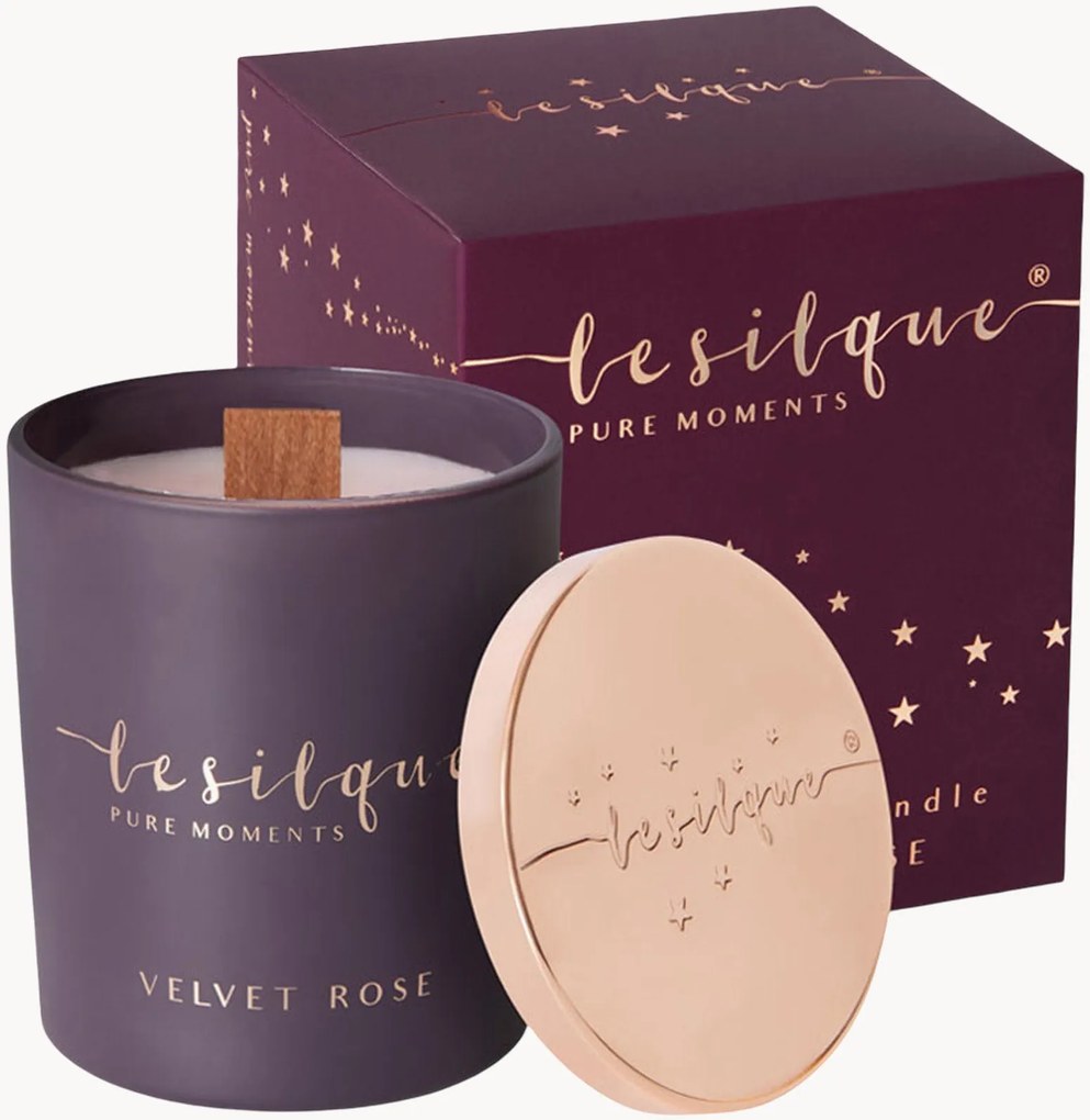 Ručně vyrobená vonná sójová svíčka's dřevěným knotem Velvet Rose, 300 g