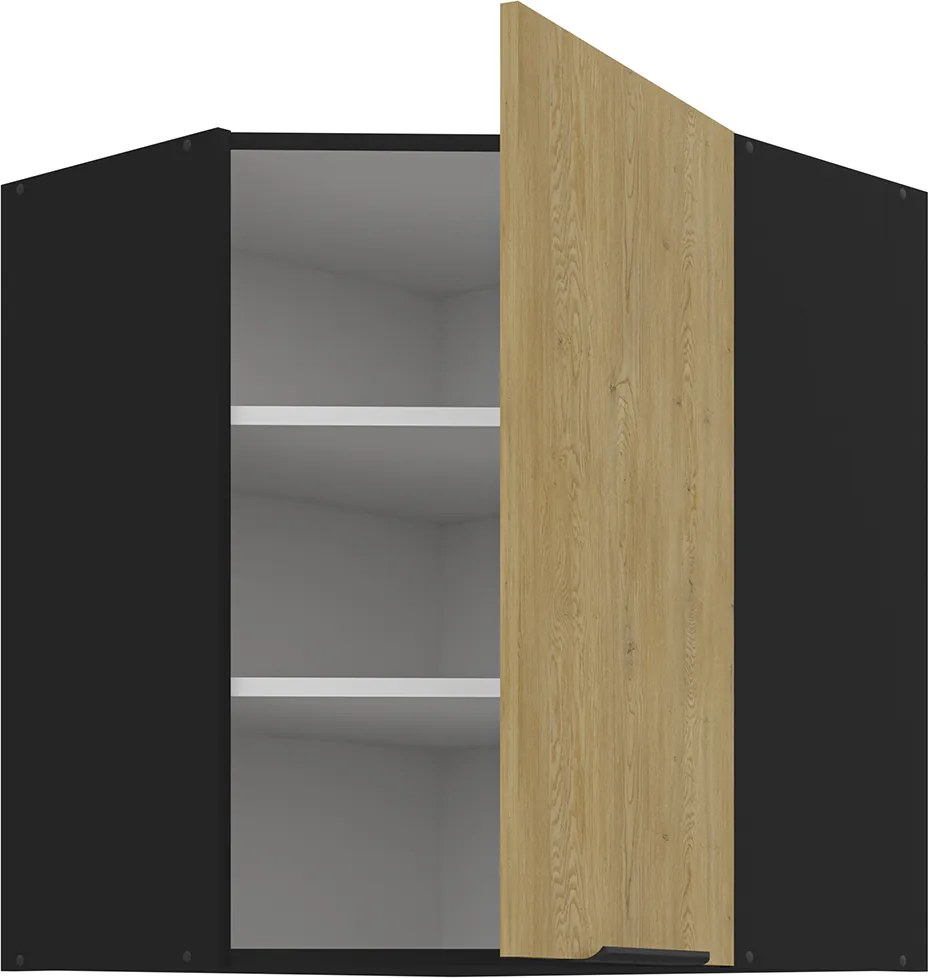CREMONA cc | horní kuchyňská skříňka 60x60 GN-72 1F (45°) rohová s policemi | 60x60 cm | černá/cremona