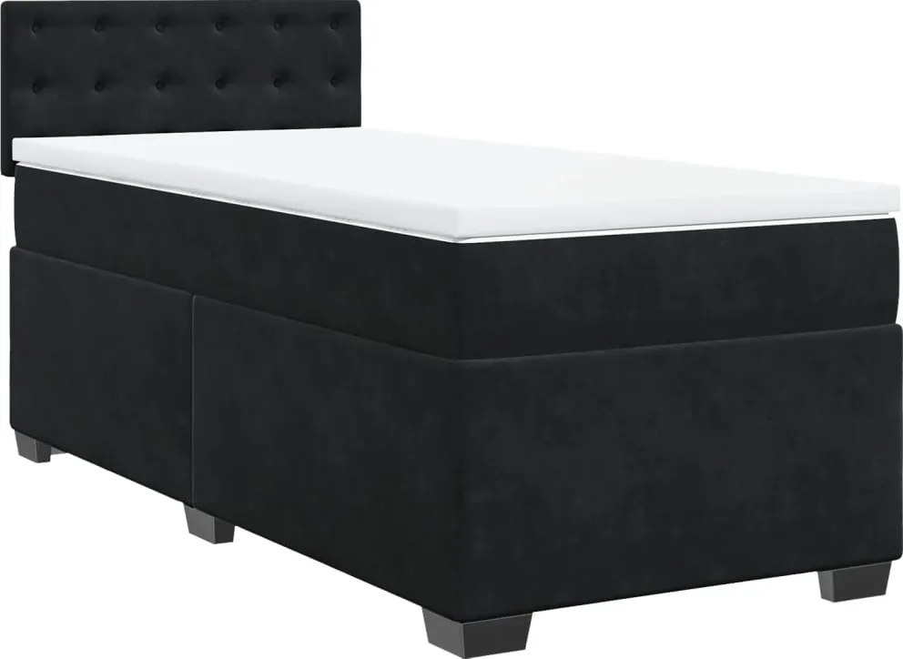 Box spring postel s matrací černá 90x200 cm samet 3288512