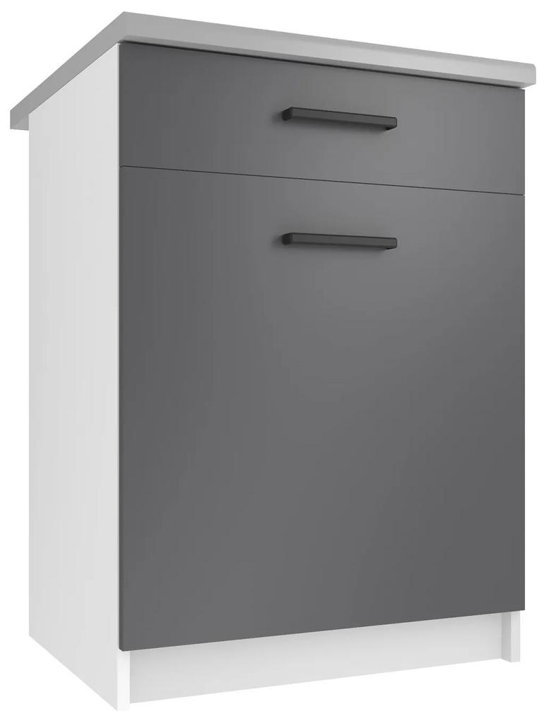 Kuchyňská skříňka Belini spodní se zásuvkami 60 cm šedý mat s pracovní deskou  TOR SDSZ1-60/0/WT/SR/0/B1