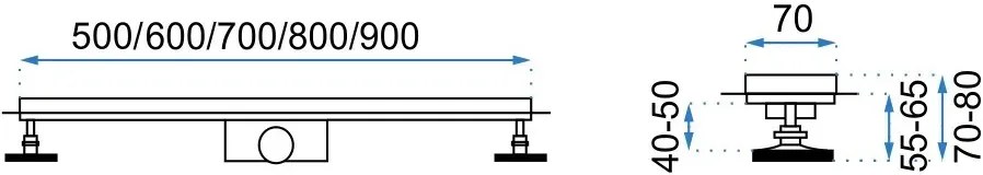 Lineární odtokový žlab Rea Greek Pro 80 cm černý