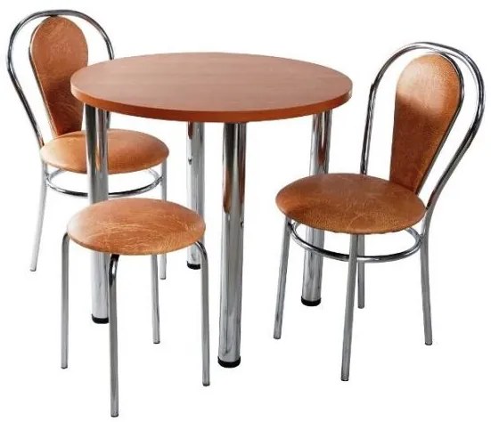 Jídelní set 2 židle stolička kulatý stůl 80 cm Dub RJK světlý