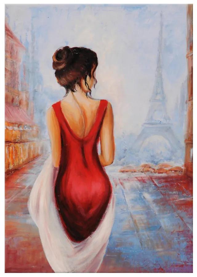 Gario Ručně malovaný obraz Procházka při Eiffelově věži Rozměry: 100 x 70 cm