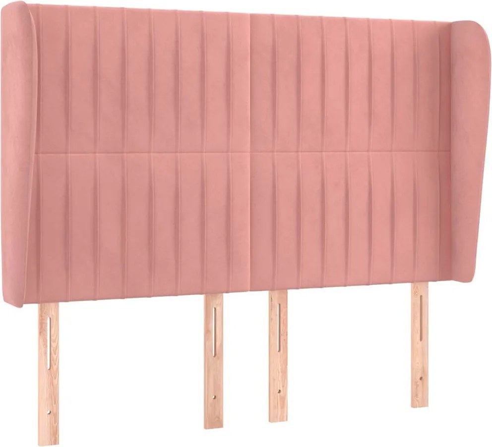 Čelo postele typu ušák růžové 147x23x118/128 cm samet 3118247