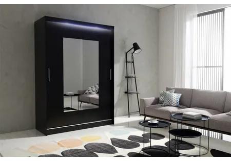 Kvalitní šatní skříň KOLA 6 černá šířka 150 cm Bez LED osvětlení