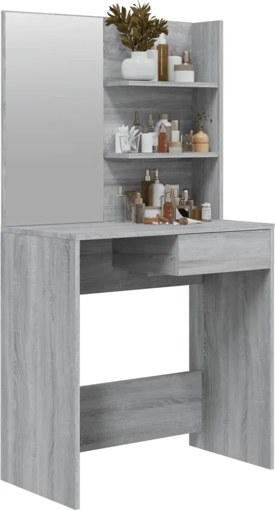 vidaXL Toaletní stolek se zrcadlem 74,5 x 40 x 141 cm [802807] Barva: dub sonoma