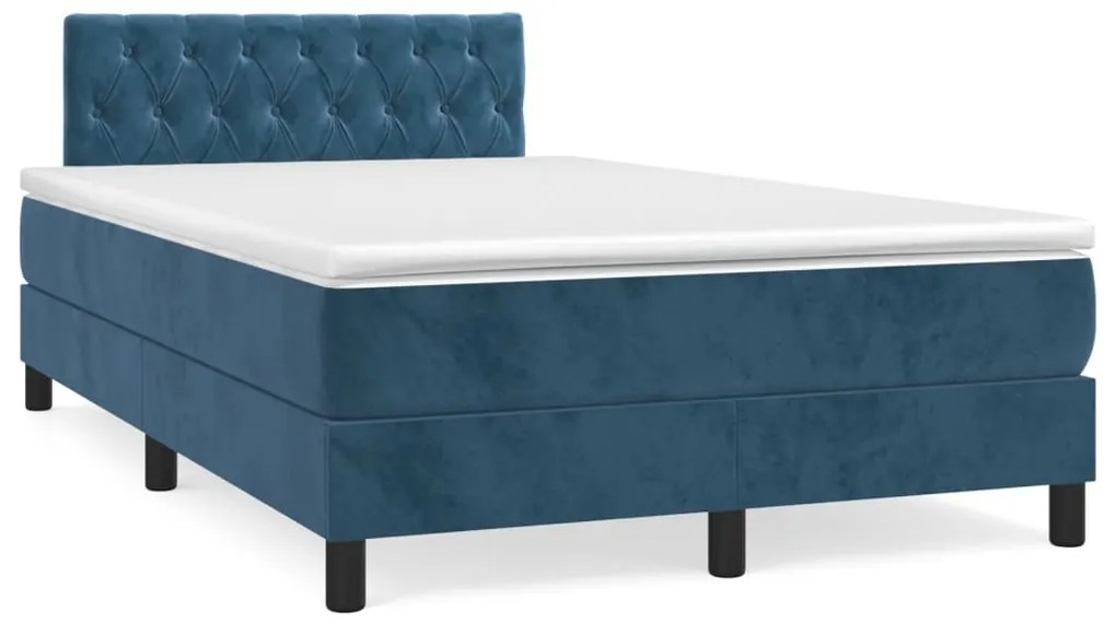 Box spring postel s matrací tmavě modrá 120x190 cm samet 3269859