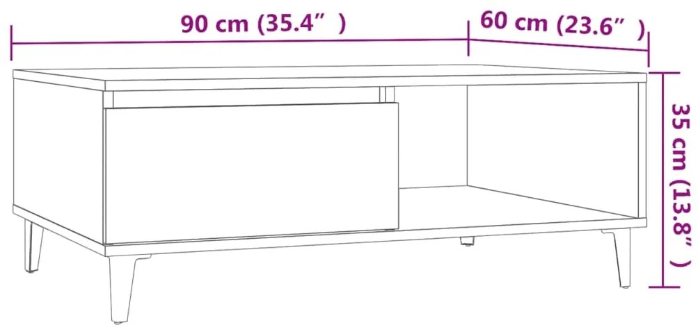 vidaXL Marketos Konferenční stolek dub sonoma 90 x 60 x 35 cm kompozitní dřevo