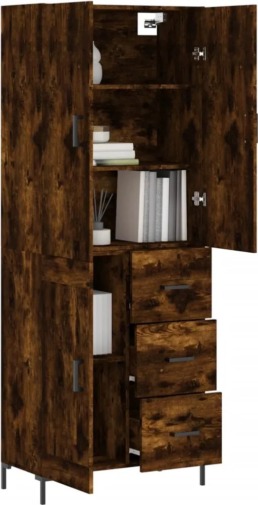 Skříň highboard kouřový dub 69,5 x 34 x 180 cm kompozitní dřevo 3196016