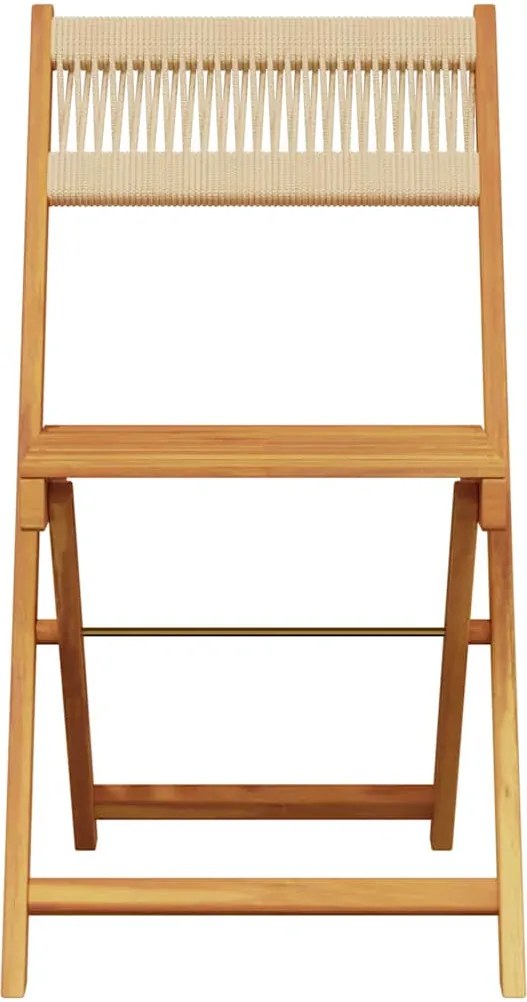 3dílný bistro set béžový polypropylen a masivní dřevo 3281843