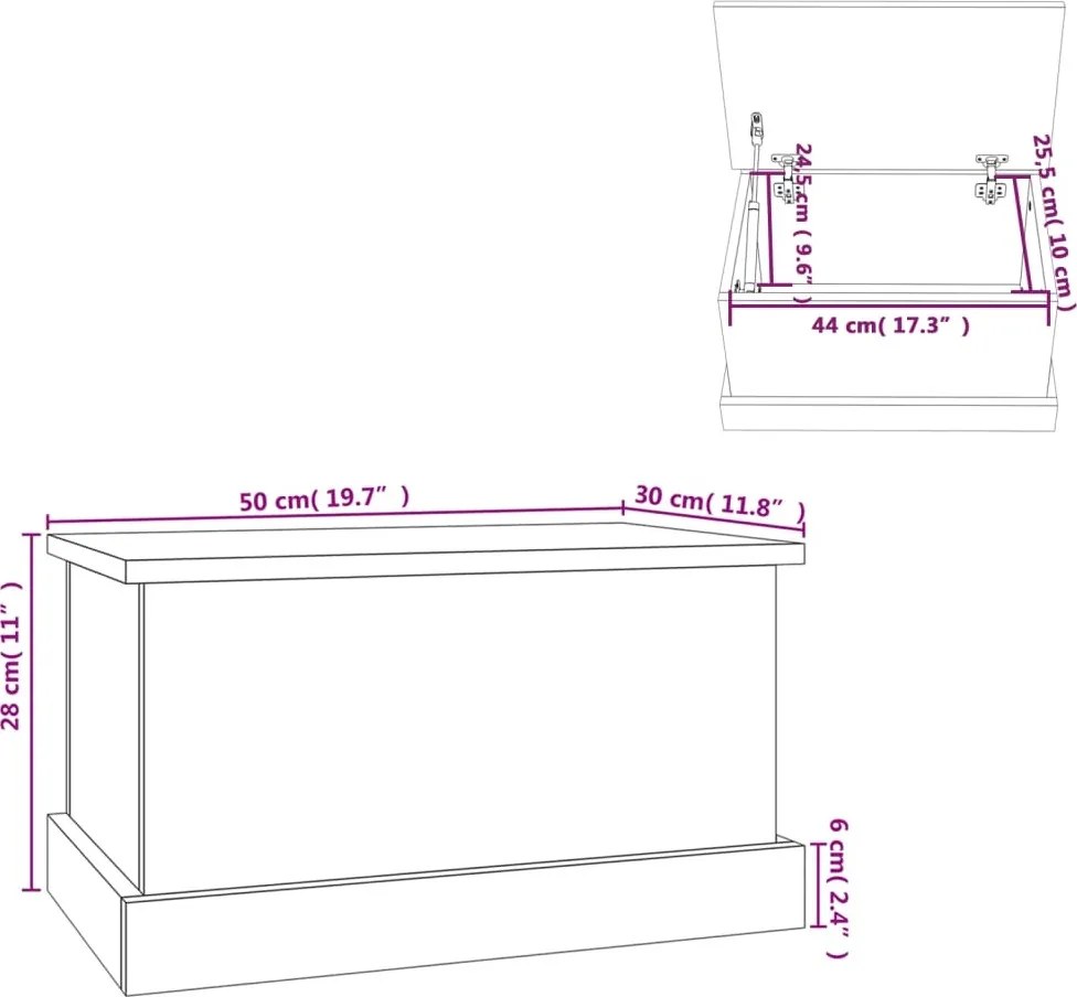 vidaXL Úložný box 50 x 30 x 28 cm kompozitní dřevo [816496] Barva: Bílá