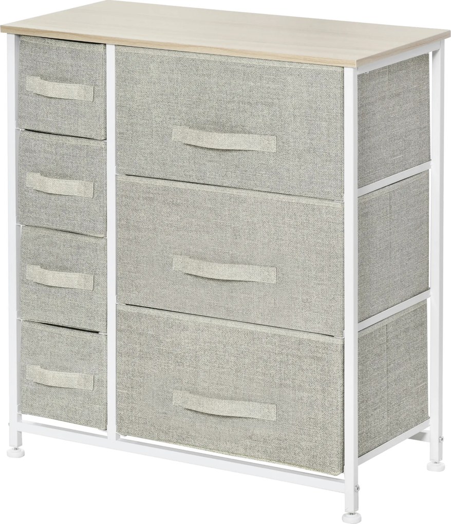 HOMCOM Komoda s 7 Úložnými Kapsami z netkané textilie pro Ložnici, Obývací Pokoj, Chodbu 63,5x30x71 cm Šedá