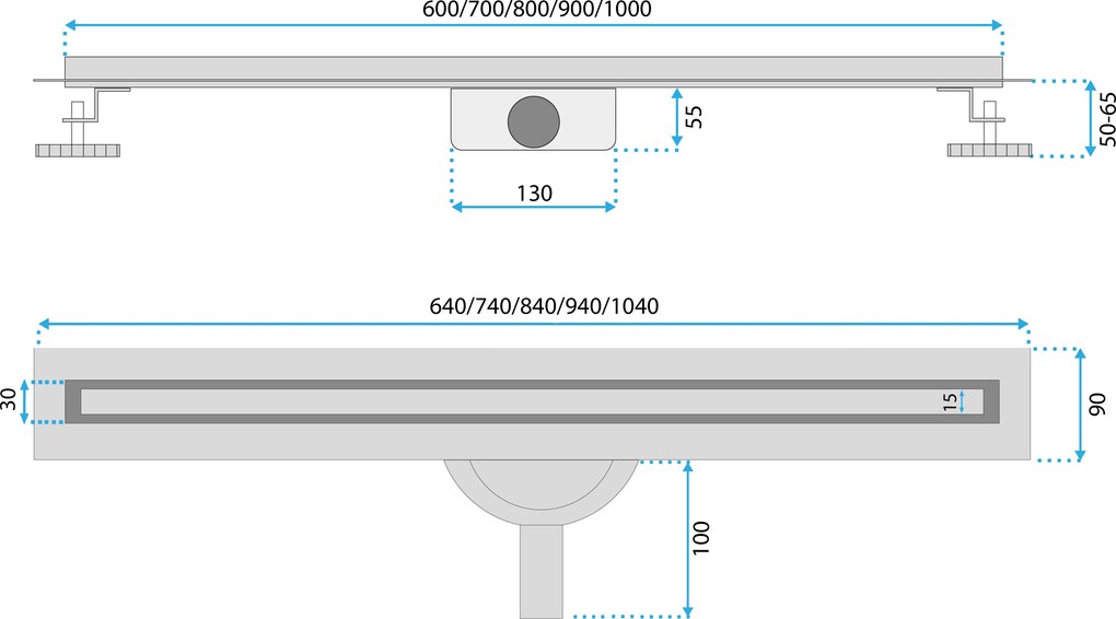 Rea Neox Pro Slim, sprchový odtokový žlab 90cm s otočným sifonem o 360stupňů, měděná matná, REA-G4808