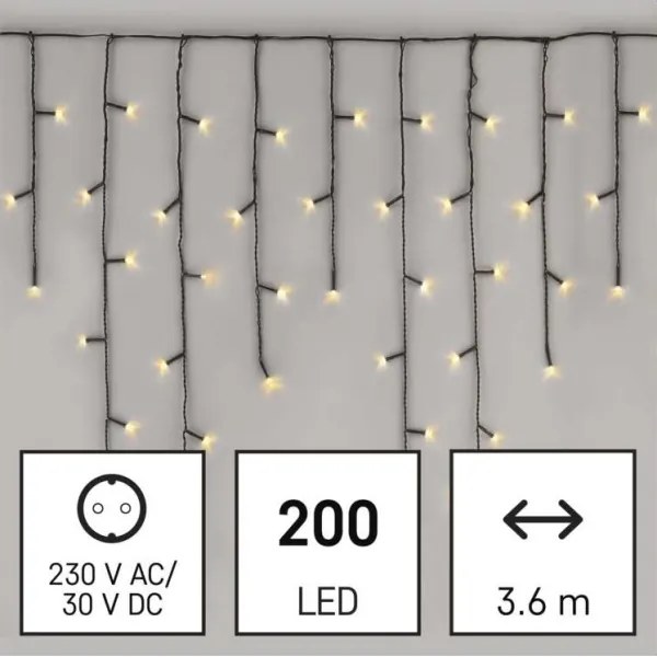 LED Vánoční venkovní řetěz 200xLED/8 módů 8,6m IP44 teplá bílá