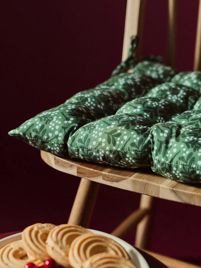 Sinsay - Prošívaný podsedák na židli se zavazováním a rostlinným motivem - khaki