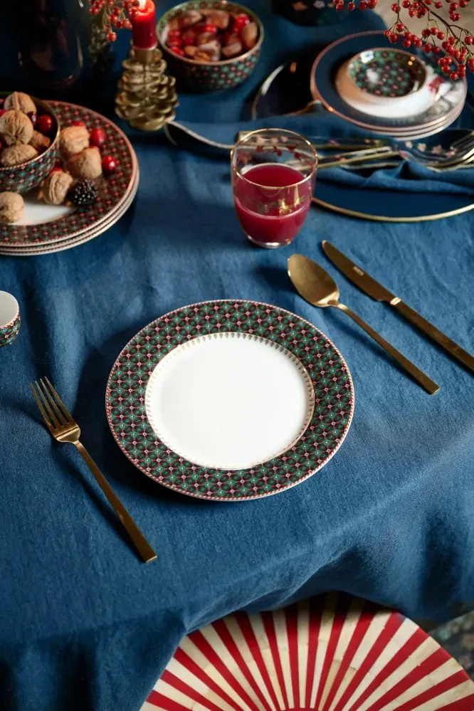 Pip Studio Berry Blues talíř Ø23cm, zelený (Talíř z tenkostěnného porcelánu)