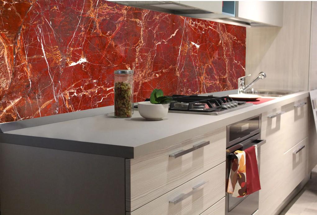 DIMEX | Fototapeta do kuchyně Textura červeného mramoru KI-180-275 | 180 x 60 cm | červená