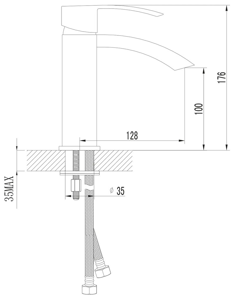 Sapho Sapho, GINKO 35 stojánková umyvadlová baterie bez výpusti, ECO míchací kartuše, chrom, 1101-02-01
