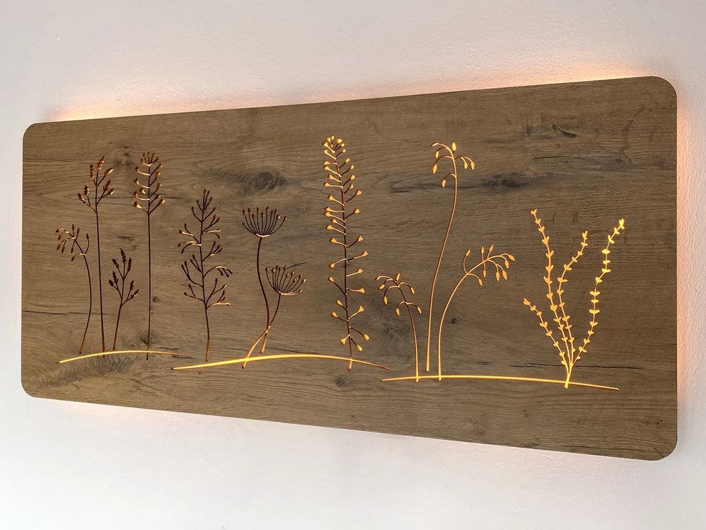 Li-Go "Louka" světelný obraz 230V 90x40 cm provedení povrchu: dub světlý